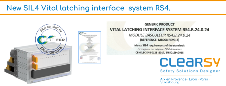 SIL4 certification for CLEARSY RS4 vital latching interface system - CLEARSY